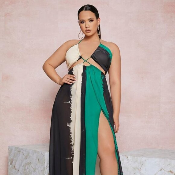 SHEIN | Dresses | Shein Curve Colorblock Maxi Dress | Poshmark